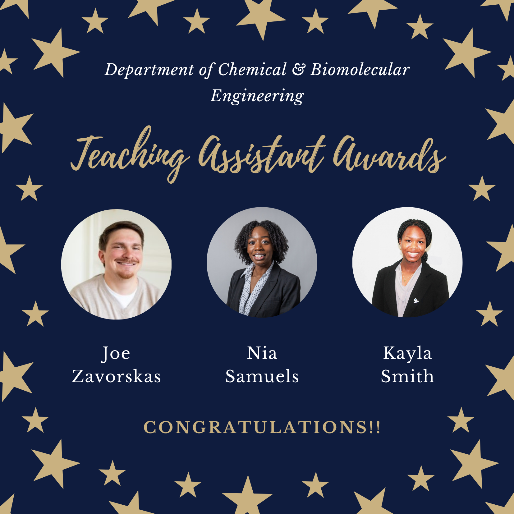 Celebrating the 2025 Best Teaching Assistants | Chemical & Biomolecular ...